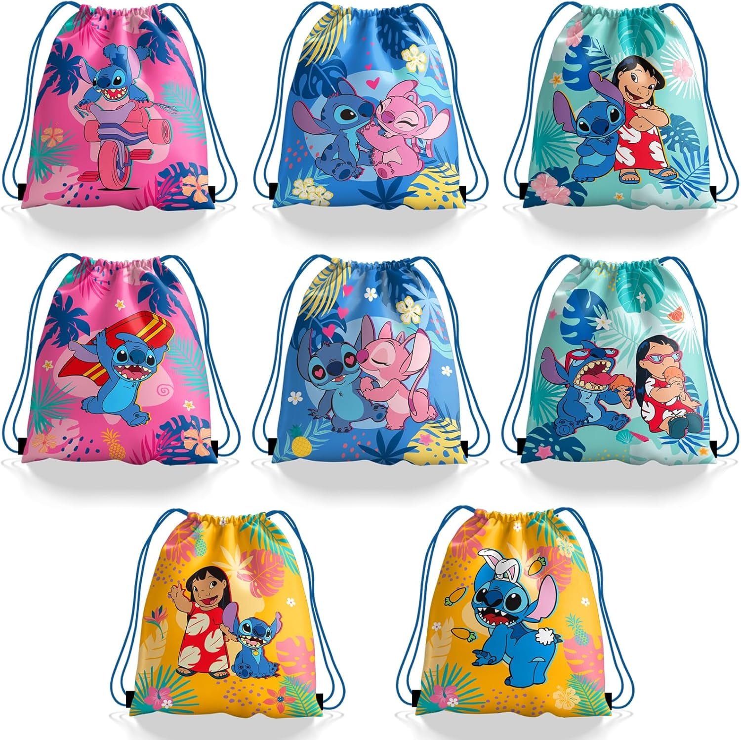 12 PCS Stitc-h Birthday Party Drawstring Bags Party Goodie Gift Bags ...