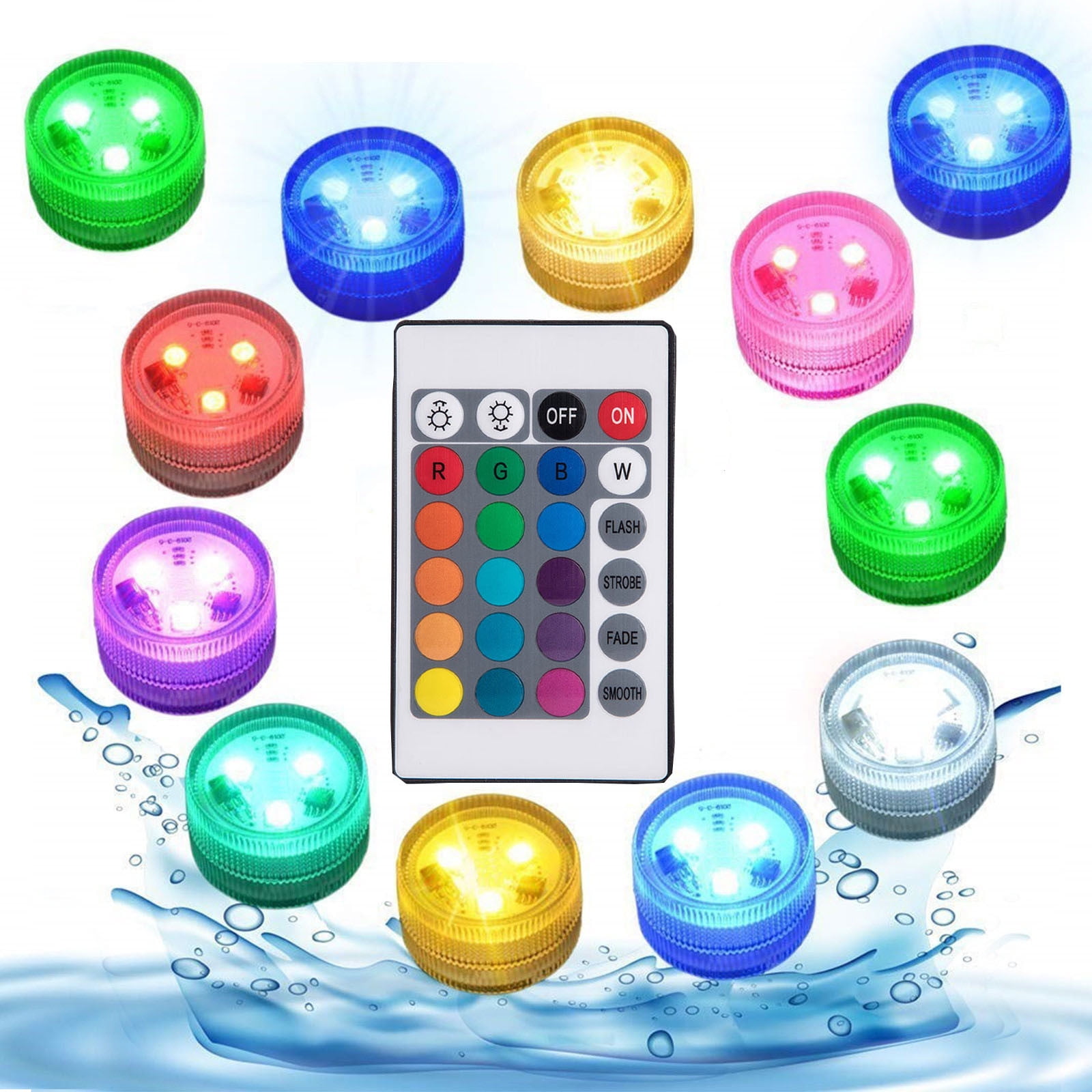 12 PCS Submersible LED Lights with Remote, Small Underwater Tea Lights ...