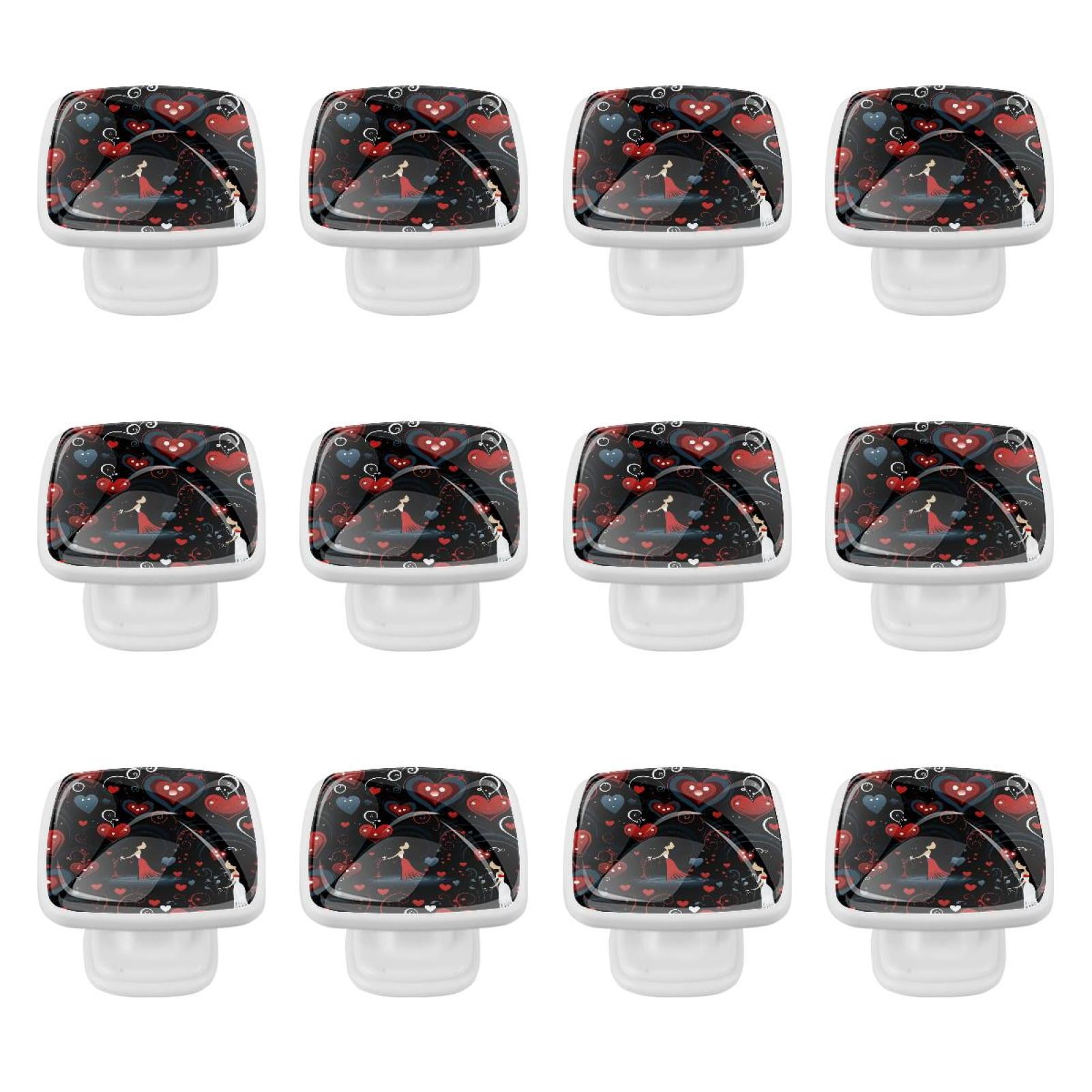 12 PCS Valentine's Day Love Heart Drawer Knobs Square Cabinet Handles ...