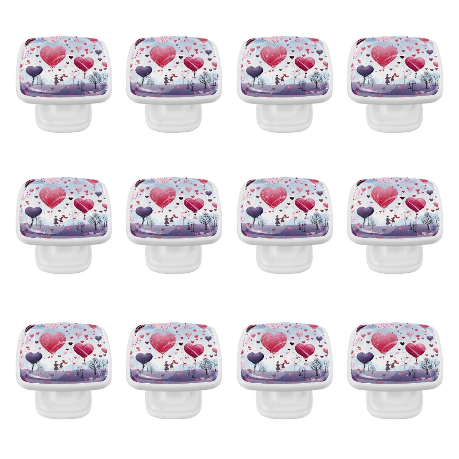 12 PCS Valentine's Day Love Heart Drawer Knobs Square Cabinet Handles ...