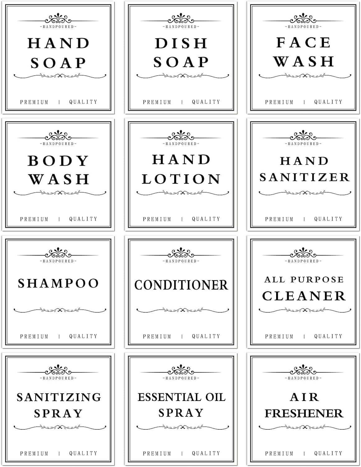12 PCS Waterproof Soap Labels for Glass/Plastic Bottles, Farmhouse ...