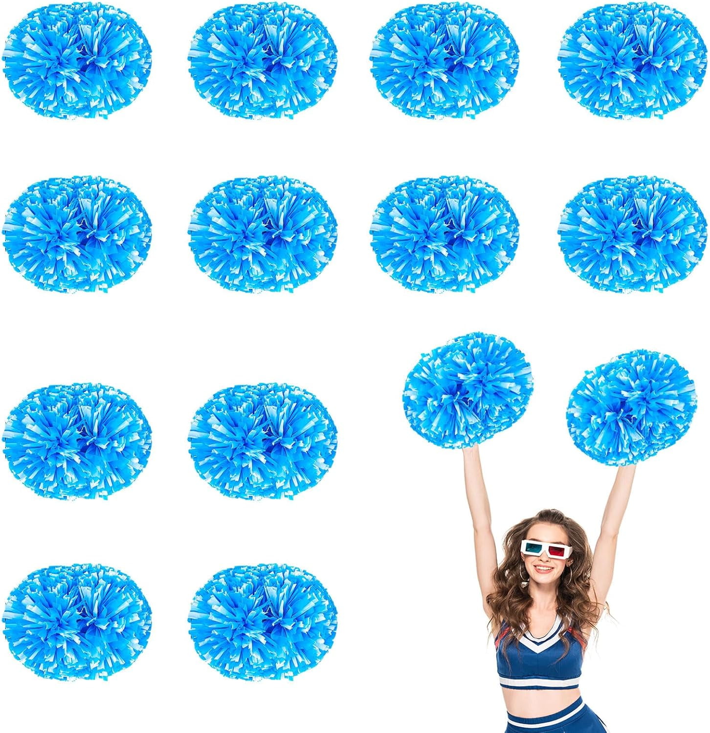 12 PCS pom poms Cheerleading,13.8inch Sports Team Spirits Cheering ...