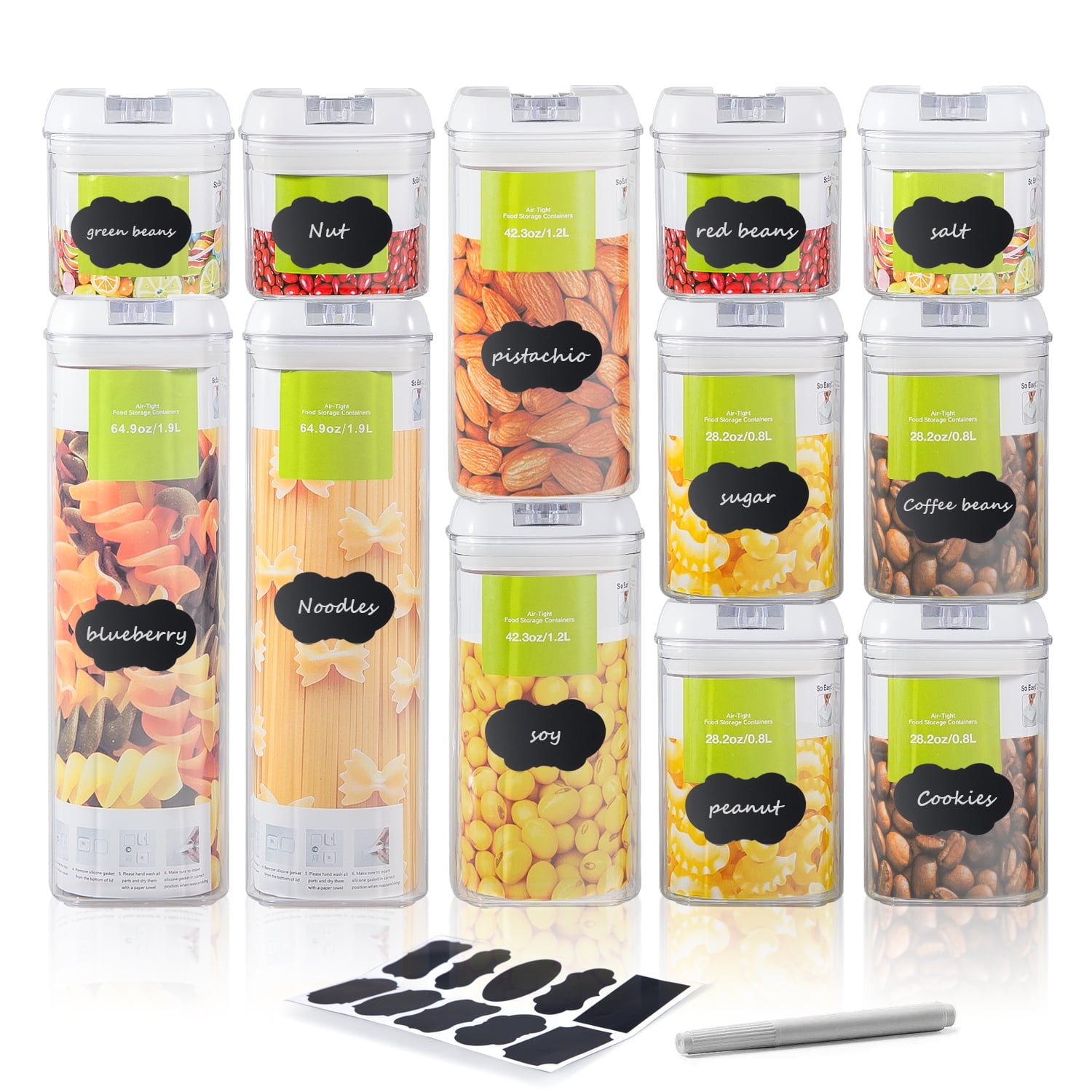 Walmart 12 PCs Airtight Food Storage Set, Stackable Kitchen Boxes, Dry ...