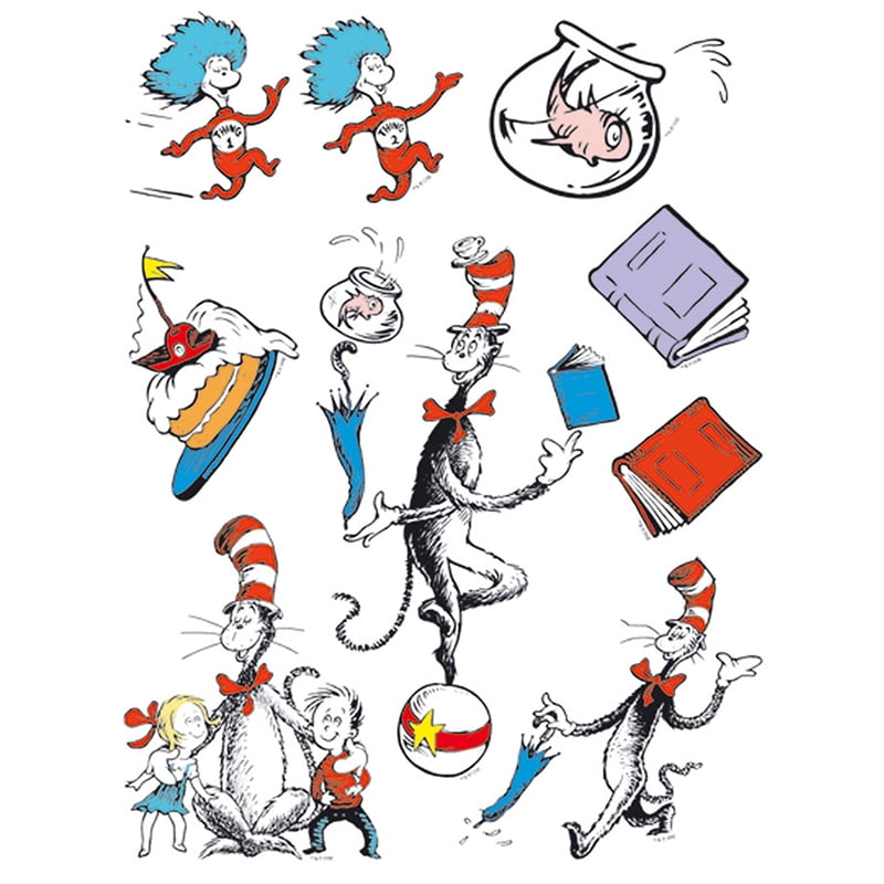 (12 PK) CAT IN THE HAT CHARACTERS 12X17 WINDOW CLINGS - Walmart.com