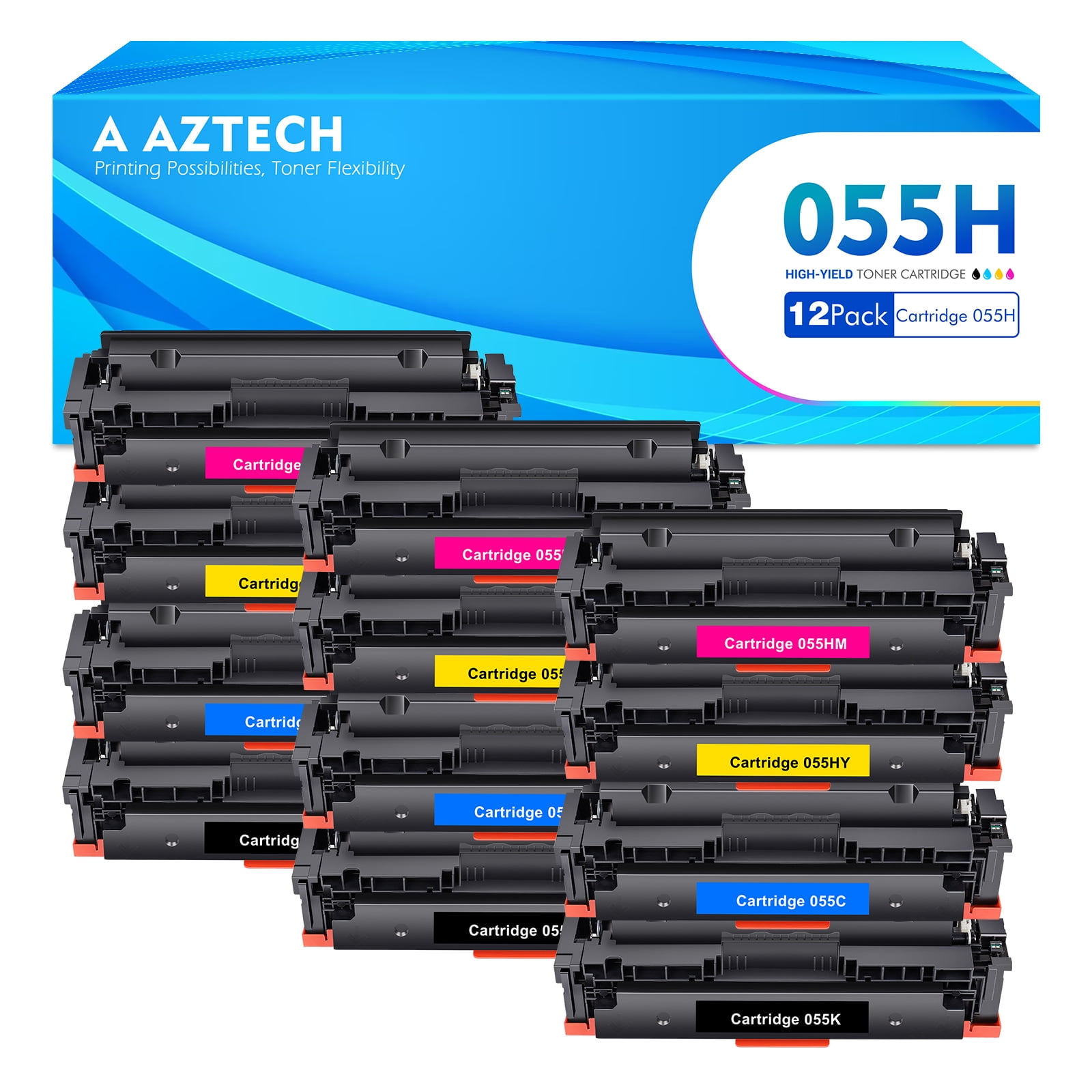 12-Pack 055H Toner Cartridge Compatible for Canon 055H with Chip ...