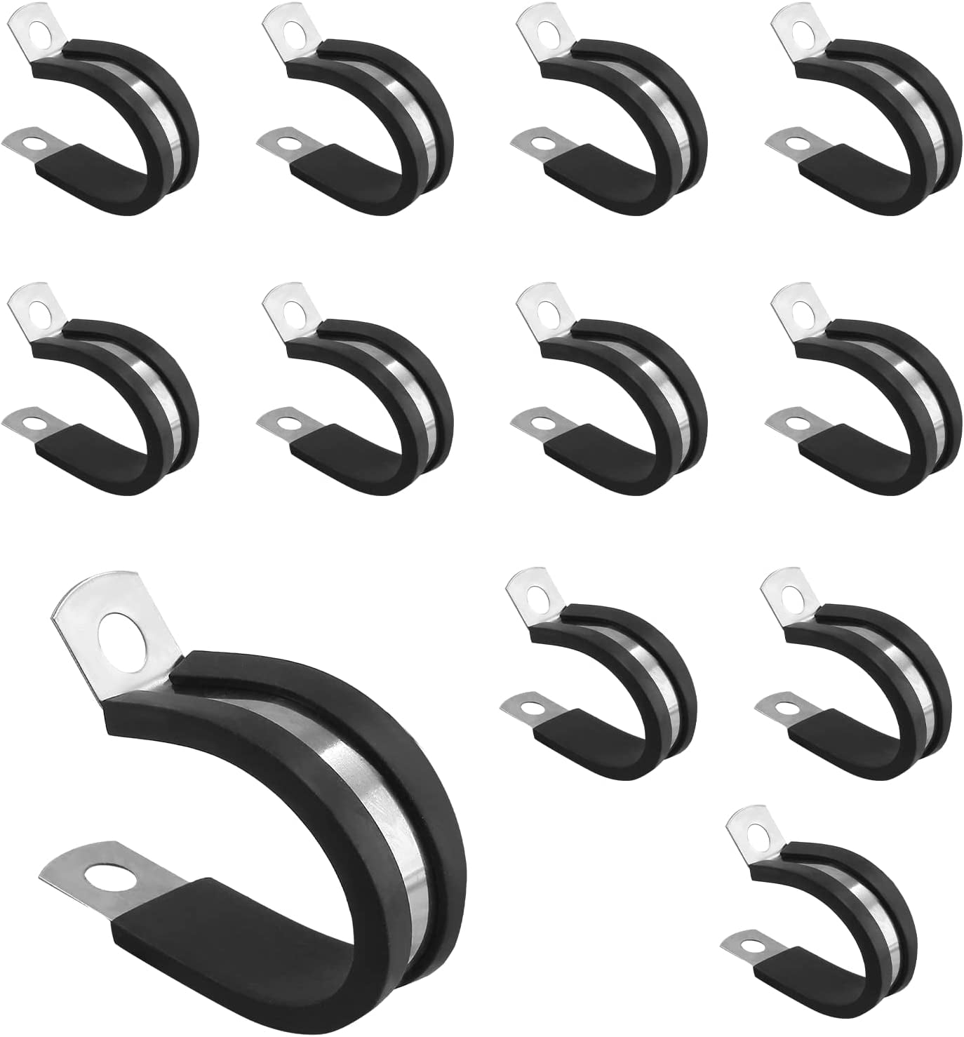 12 Pack 1 1/4 Inch R Type Cable Clamps, Stainless Steel Pipe Clamp ...