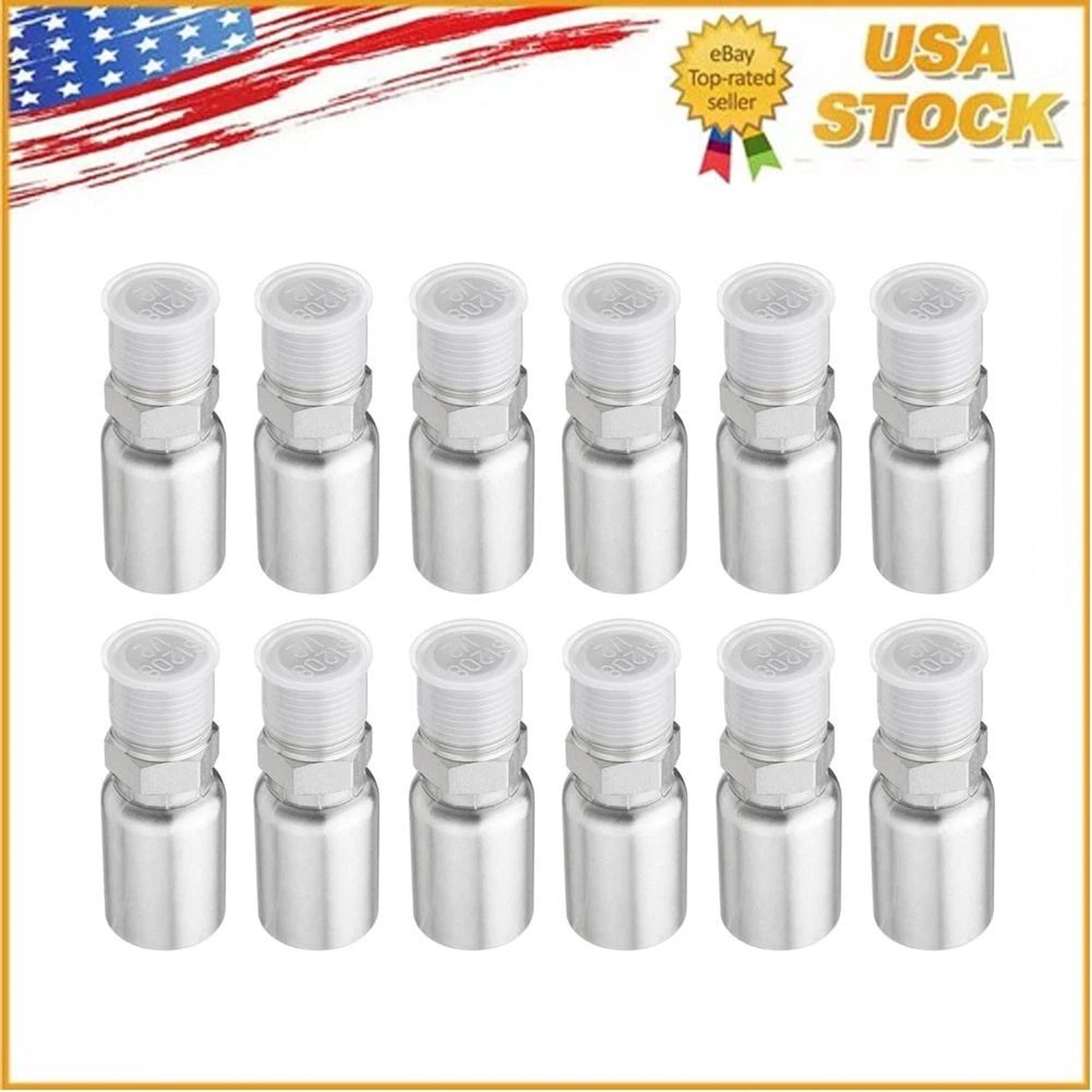 12 Pack 1/2" I.D. Hose x 1/2" NPTF Male Hydraulic Hose End Swivel Crimp ...