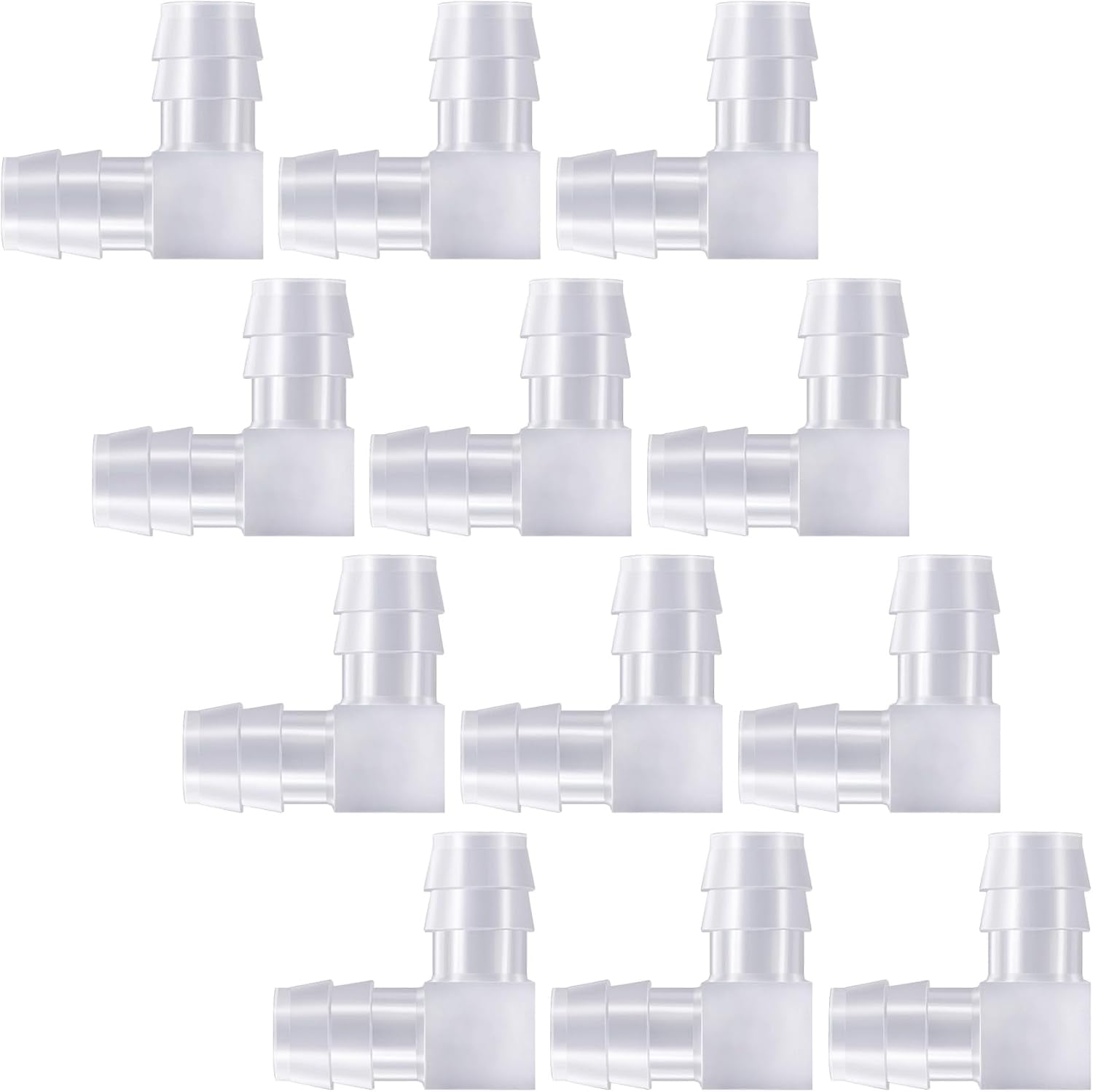 12 Pack 1/2" OD Hose 90 Degree Elbow L Barb Fitting Plastic 2 Way Equal ...