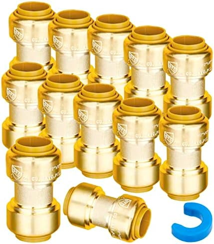 12 Pack 1/2" Push-to-Connect Plumbing Fittings,Straight Push Fittings 1/2 Pushfit Coupling Kit ...