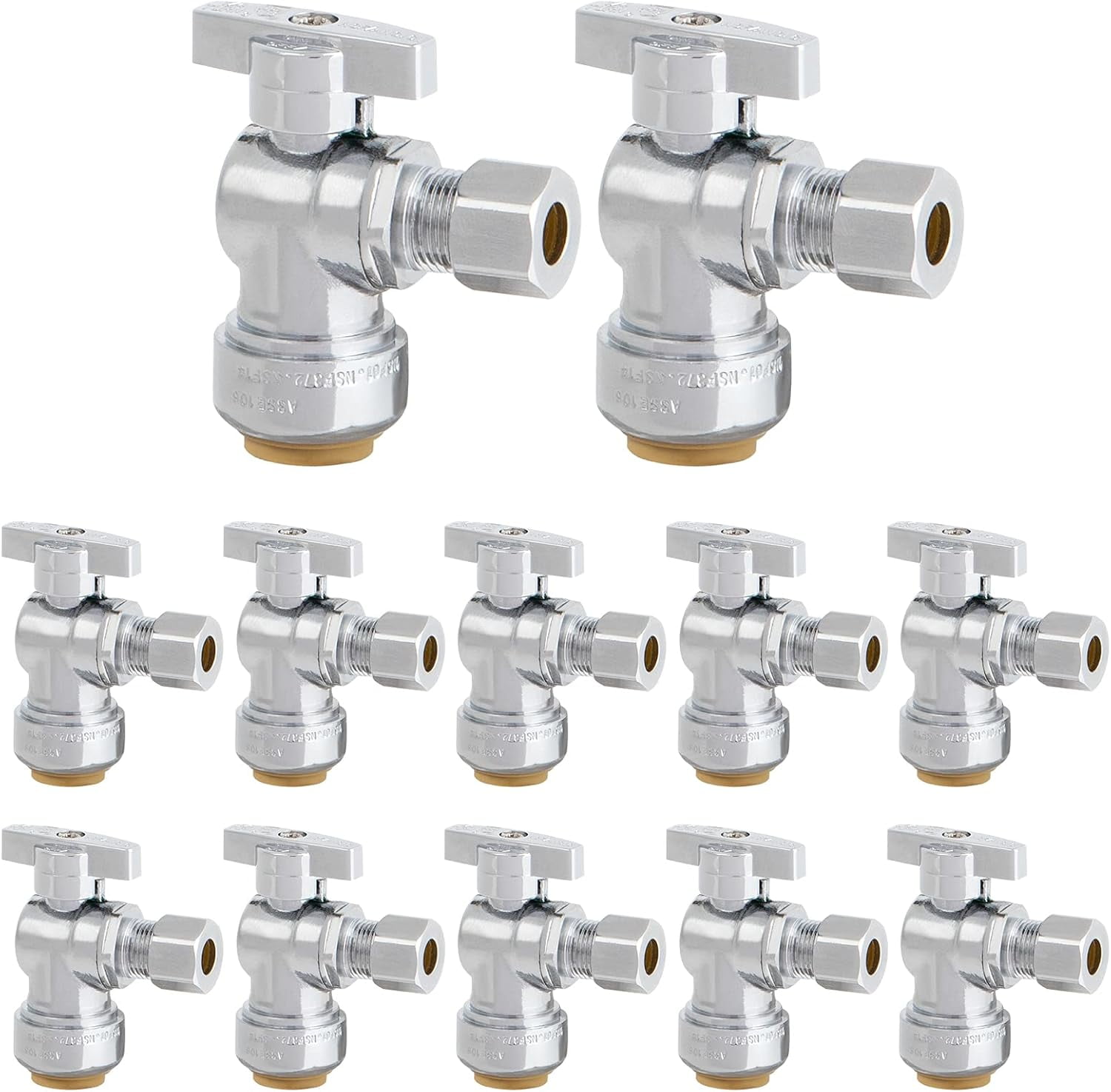 12-Pack 1/2" x 3/8" OD Compression Angle Stop Valve, Sink Shut Off ...