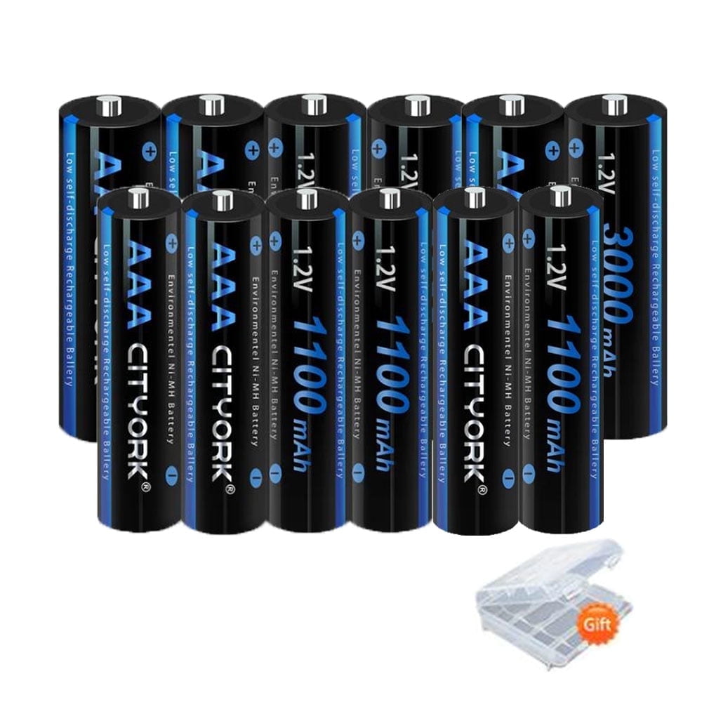 12 Pack 1.2V AA Batteries and AAA Rechargeable Batteries, 6 PCS AA 3000mAh with 6-Pack AAA ...