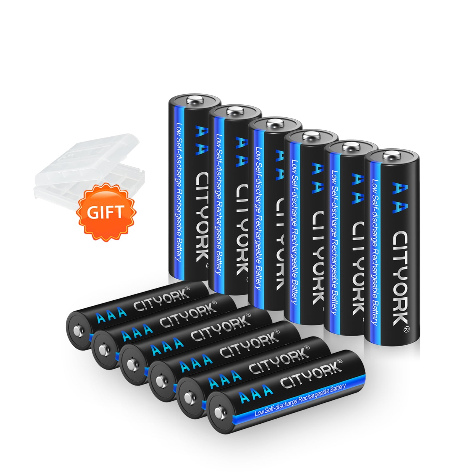 12 Pack 1.2V AA Batteries and AAA Rechargeable Batteries, 6 PCS AA ...