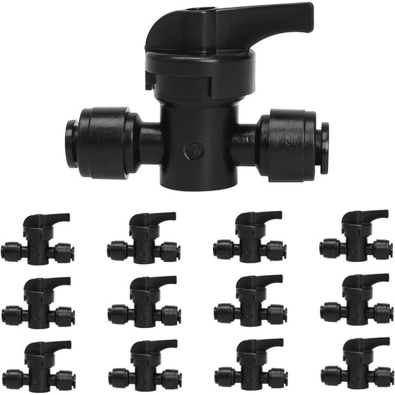 12 Pack 1/4 Inch Drip Irrigation Valves, Quick Connect 1/4 Inch Drip ...