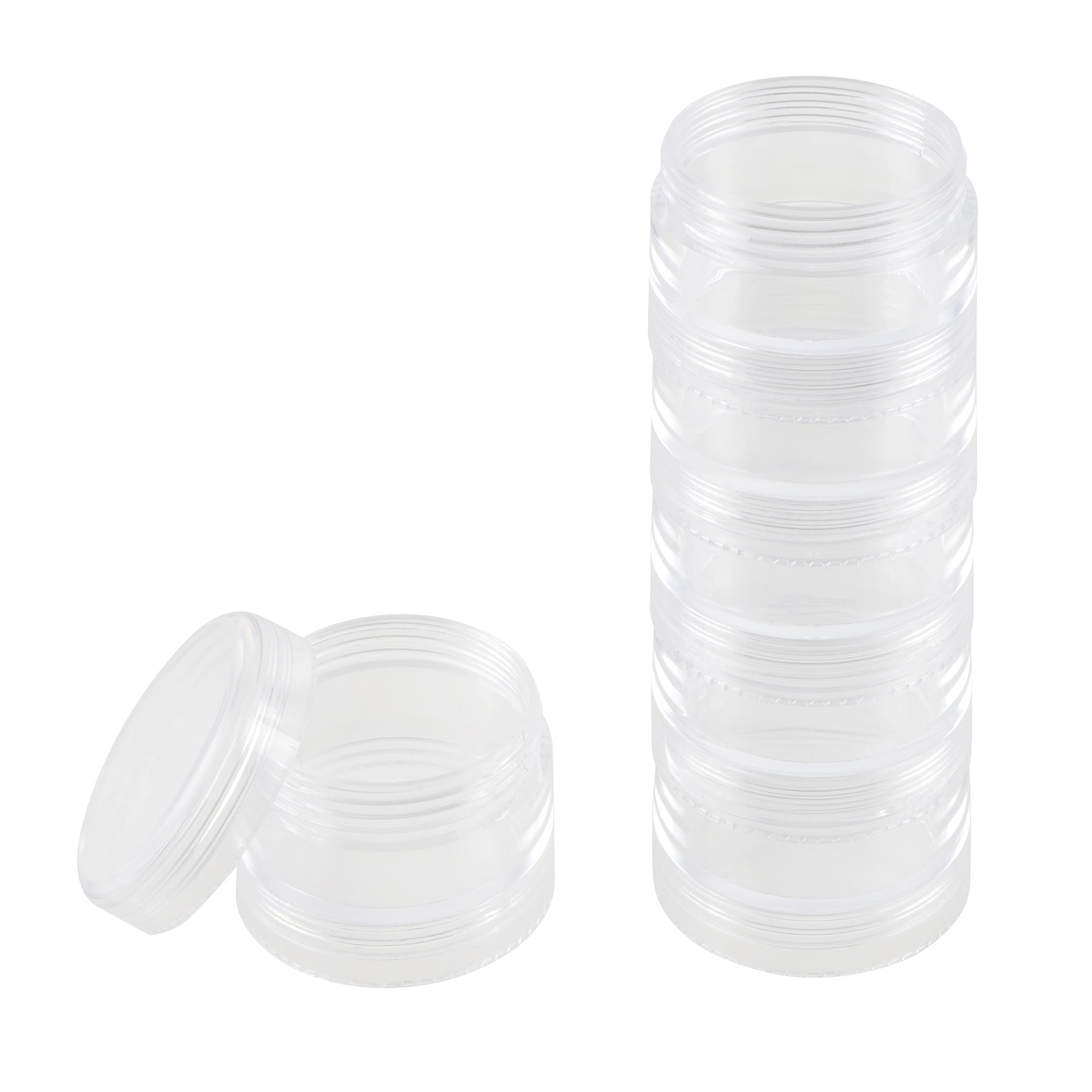 12 Pack: 1.5" Clear 6-Container Round Bead Storage Stack by Bead ...