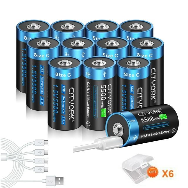 CITYORK 12 Pack 1.5V USB Rechargeable Lithium Batteries, Constant ...