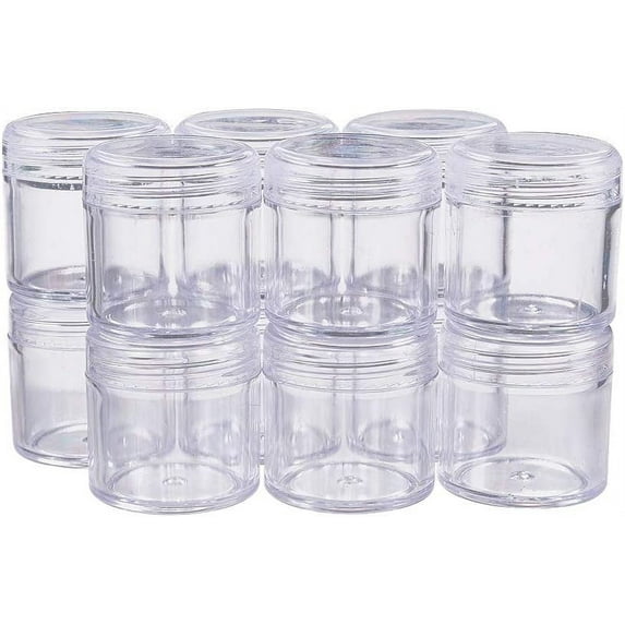12 Pack 1.7"x1.73" (40ml) Empty Clear Plastic Bead Storage Container ...
