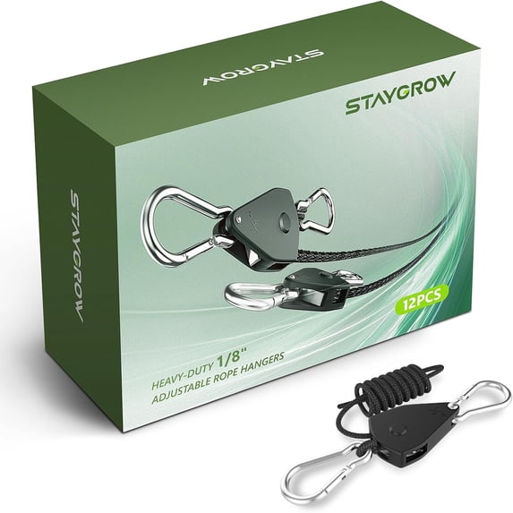 12-Pack 1/8” Adjustable Rope Hanger, Heavy Duty Ratchet Tie Down Strap ...