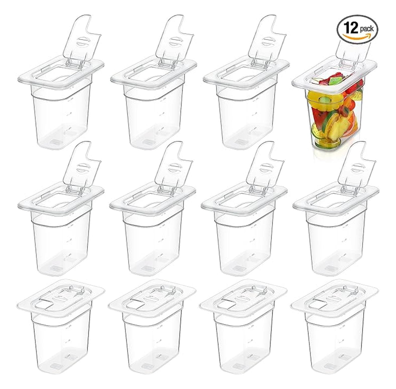 12 Pack 1/9 Size 6'' Deep Polycarbonate Food Storage Containers with ...
