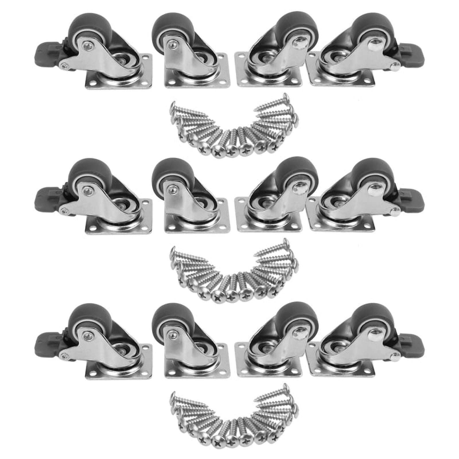 12 Pack 1 Inch Low Casters Wheels Soft Rubber Swivel Caster with Top ...