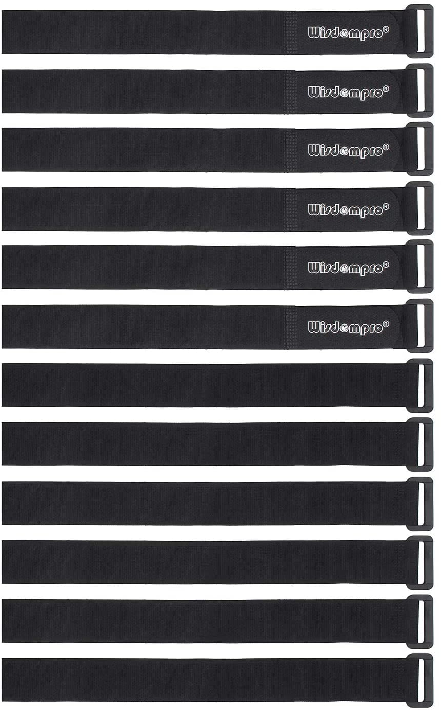 12 Pack 1 x 18 Inches Hook and Loop Reusable Fastening Cable Tie Down ...