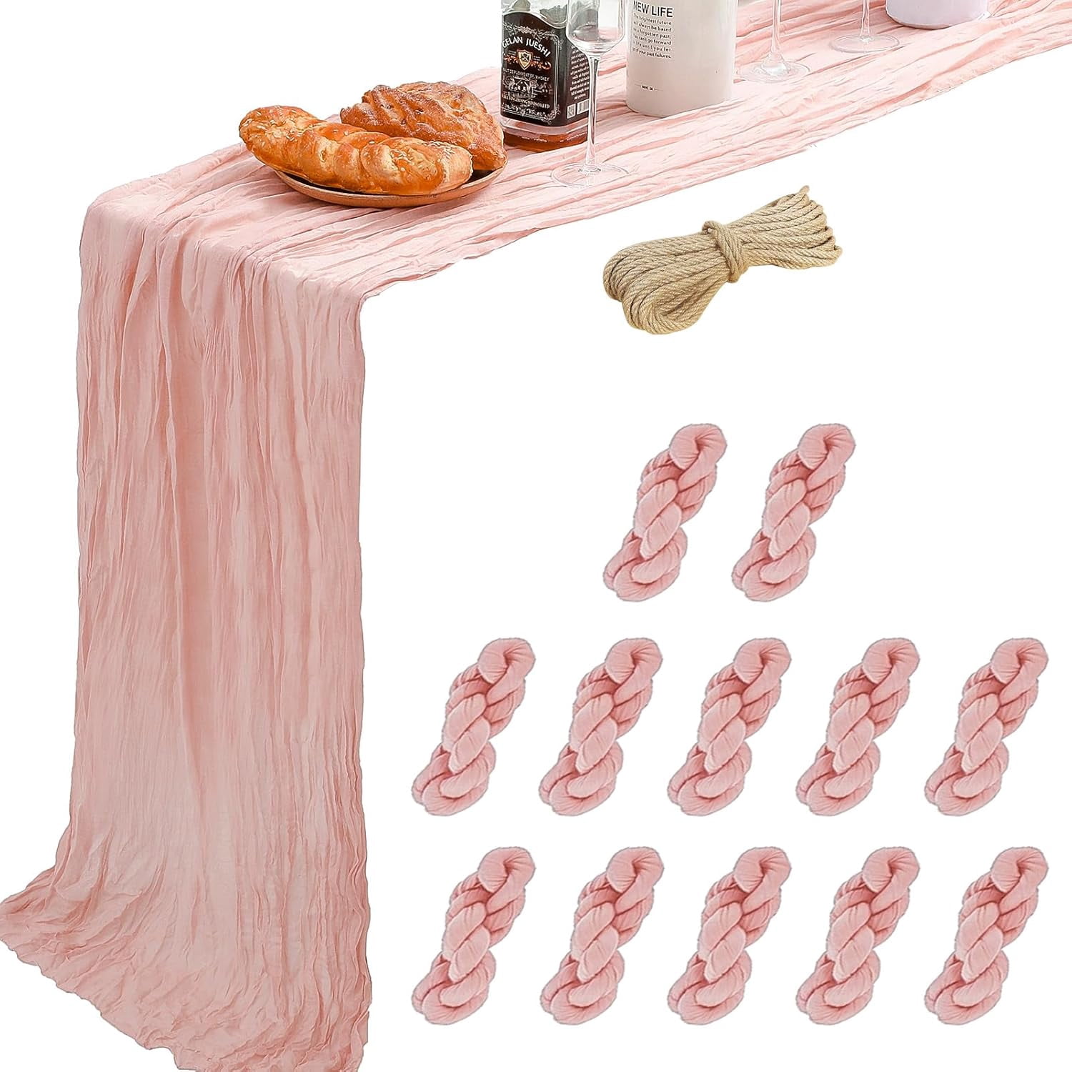 12 Pack 10 Ft Blush Pink Cheesecloth Table Runner Cheese Cloth for ...
