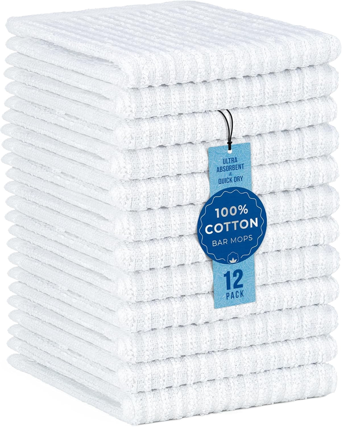 12 Pack 100% Cotton Cleaning Dish Towels for Kitchen, 12 x 12 inch ...