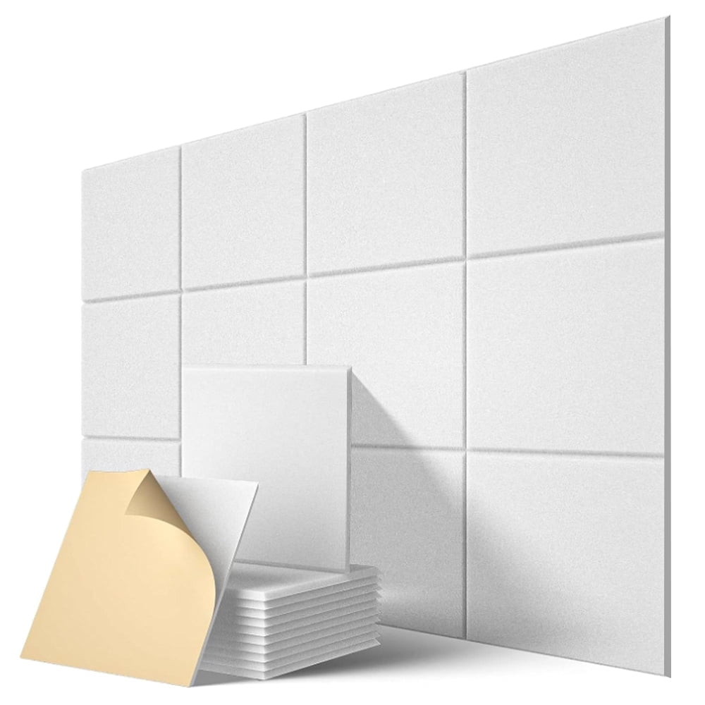 12 Pack 100% Polyester Self-Adhesive Acoustic Panels - 12" x 12" High ...