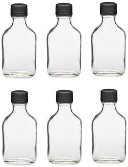 12 Pack, 100ml Glass Flask Bottles with Black Tamper Evident Caps, with ...