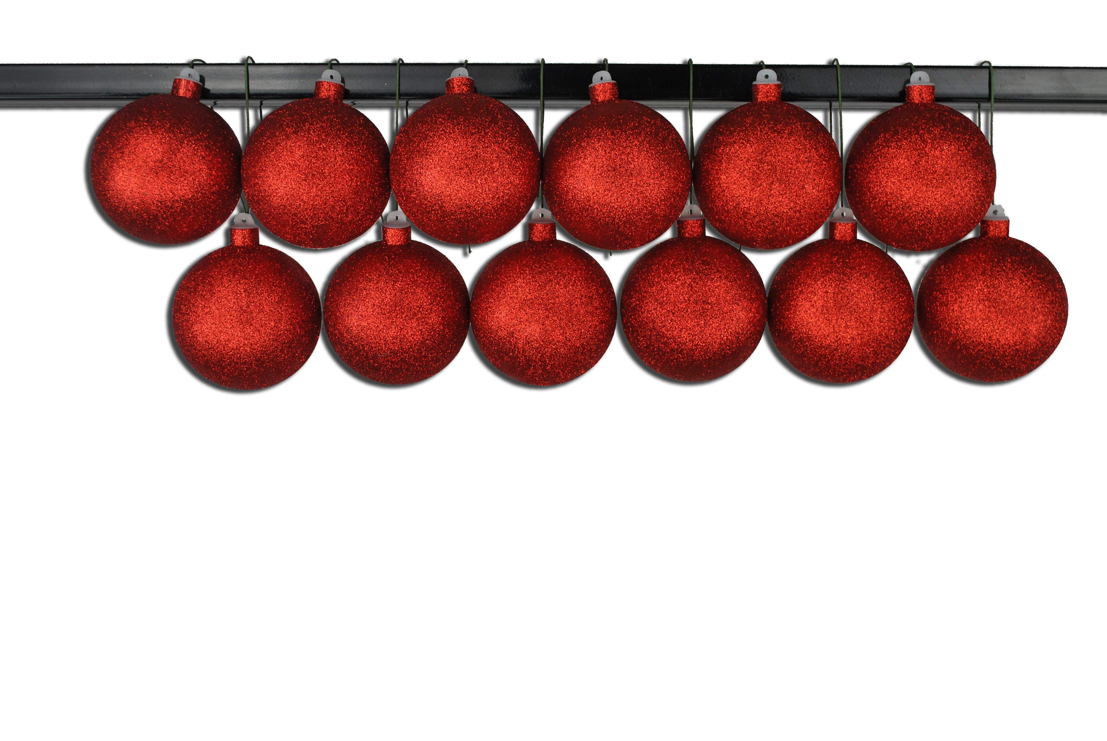 12 Pack 100mm 4" Red Glitter Ball Ornament with Wire - Walmart.com