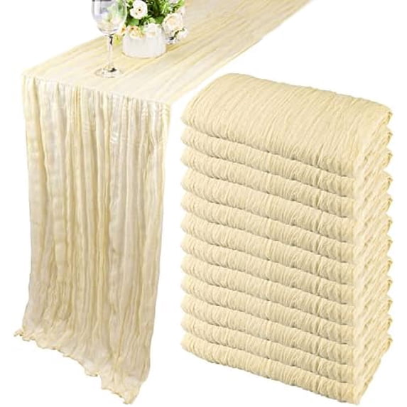 12 Pack 10Ft Cheesecloth Table Runner 35x120 Inch Boho Gauze Rustic ...