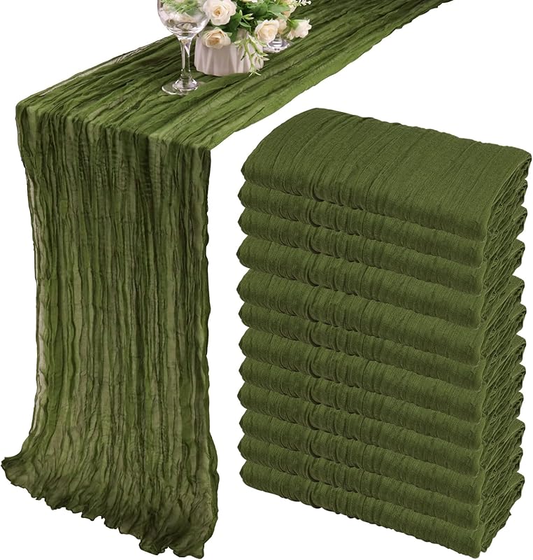 12 Pack 10Ft Cheesecloth Table Runner 35x120 Inch Boho Gauze Table ...