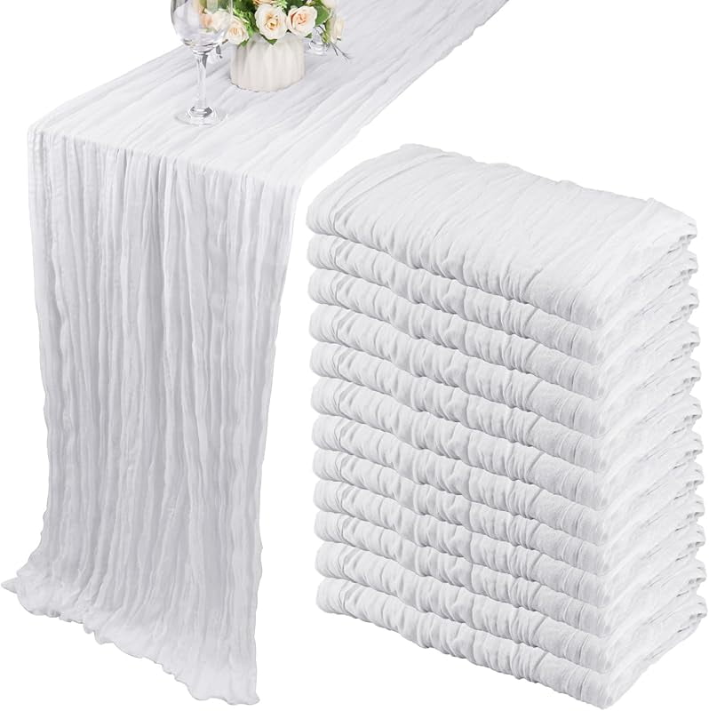 12 Pack 10Ft Cheesecloth Table Runner 35x120 Inch Boho Gauze Table ...