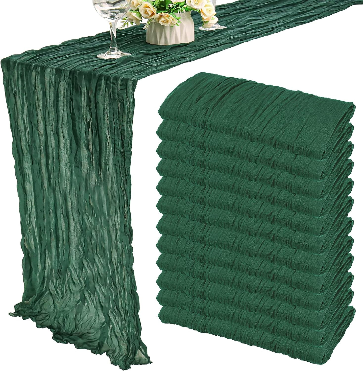12 Pack 10Ft Cheesecloth Table Runner 35x120 Inch Boho Gauze Table ...