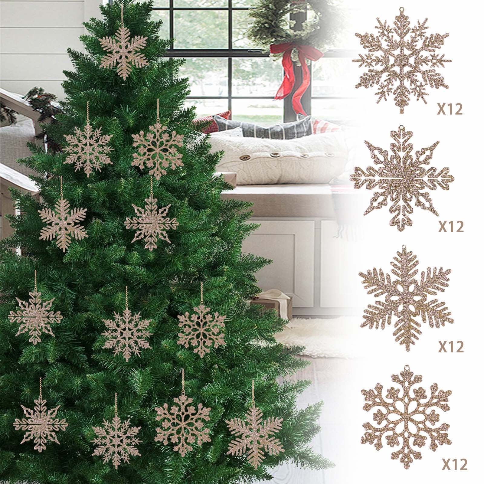 12-Pack 10cm Plastic Snowflake Christmas Tree Decorations with Hollow ...