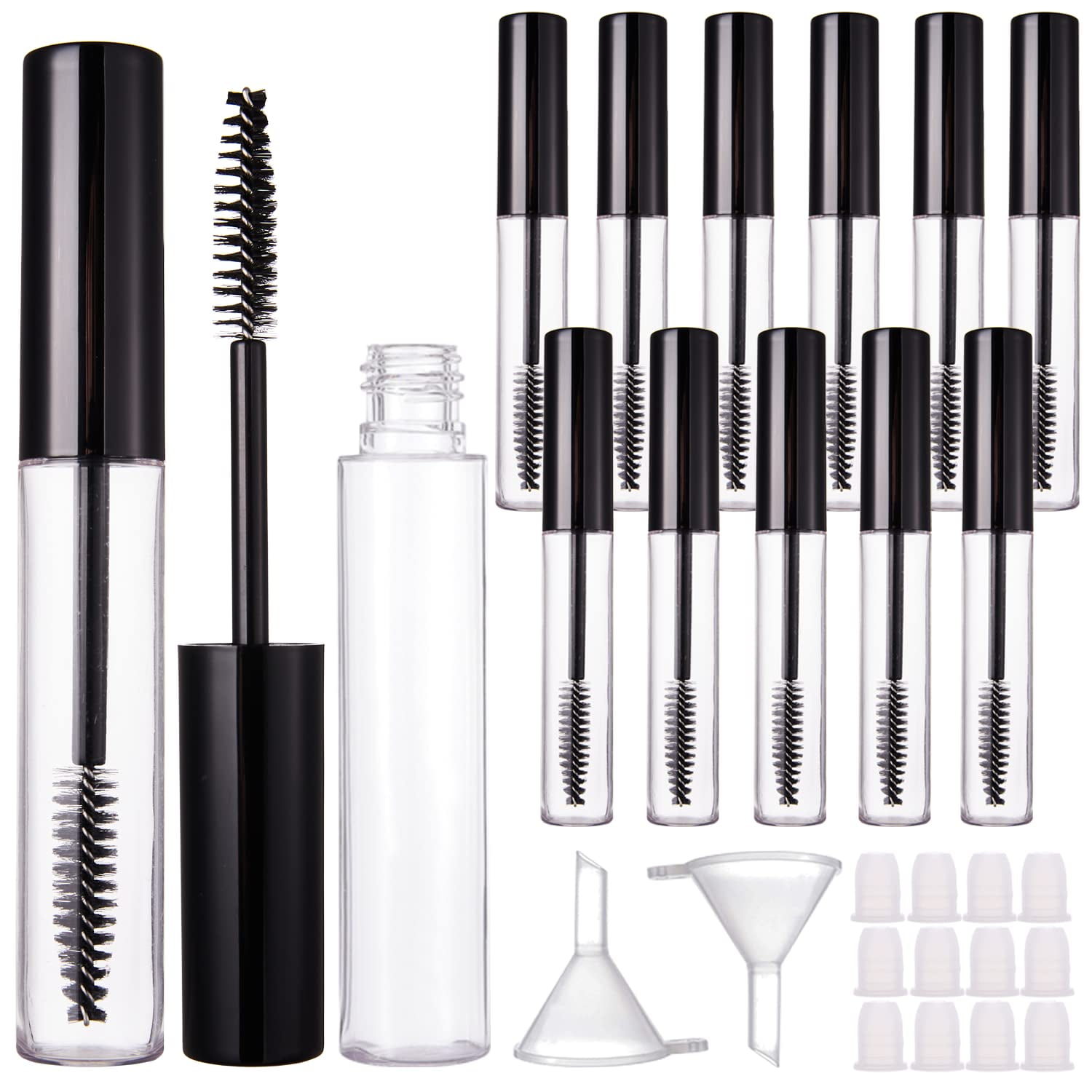 12 Pack 10ml Empty Mascara Tube with Brush Wand, Refillable Eyelash ...
