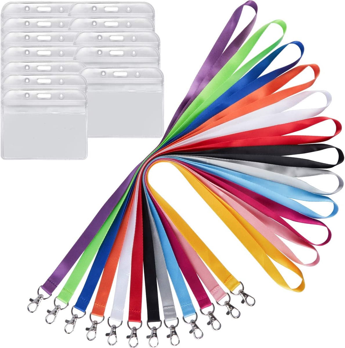 12 Pack 12 Colors Lanyards with Horizontal ID Badge Holders Neck Office ...