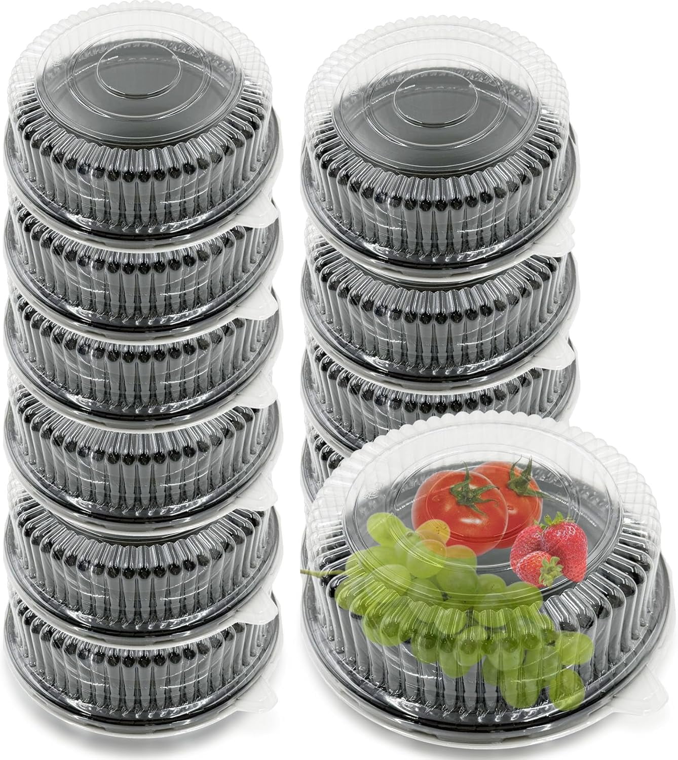 12 Pack 12 Inch Plastic Serving Tray with Dome Lid, Stackable Plastic ...