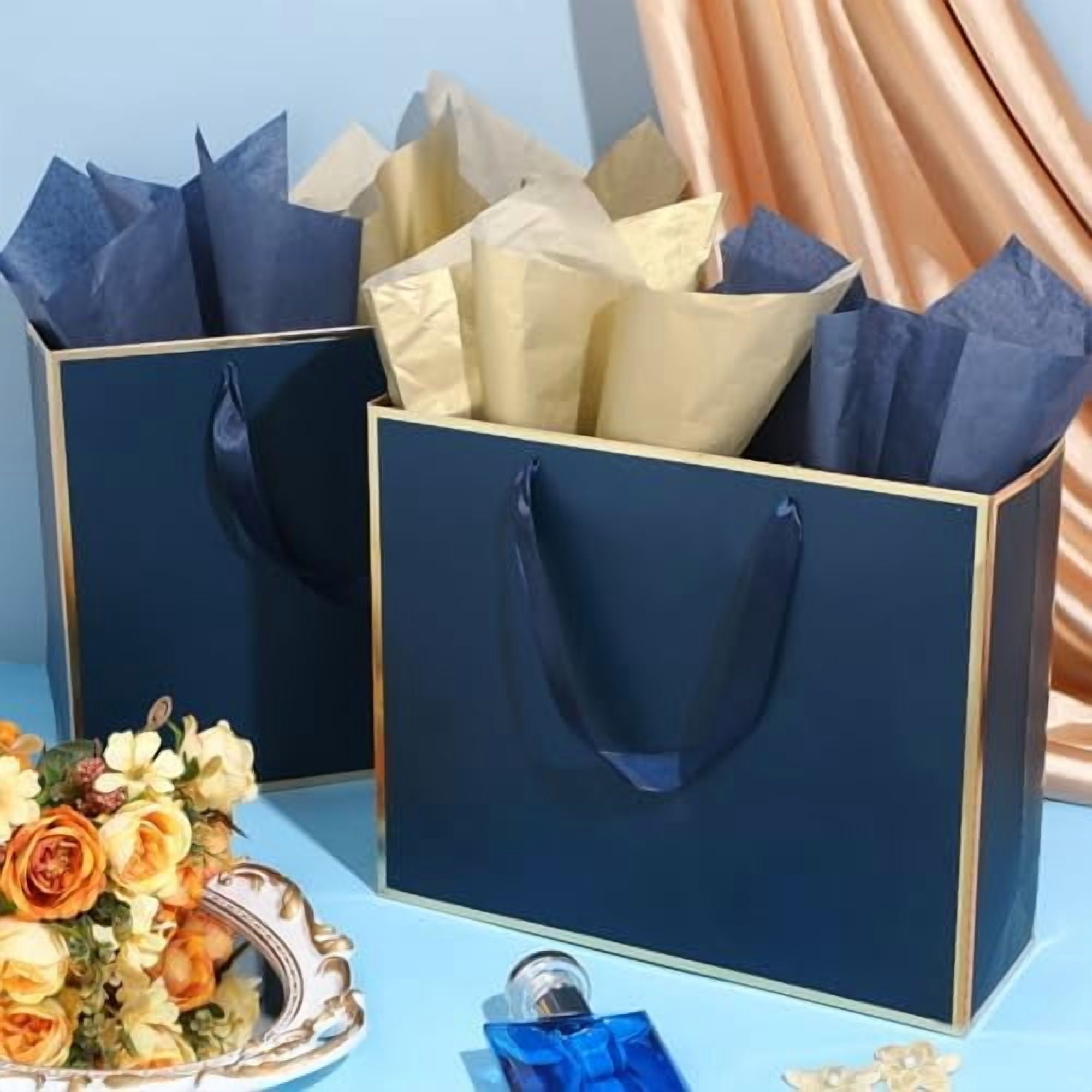 12 Pack 12 Pack Metallic Paper Gift Bag with Handles and Tissue Paper ...