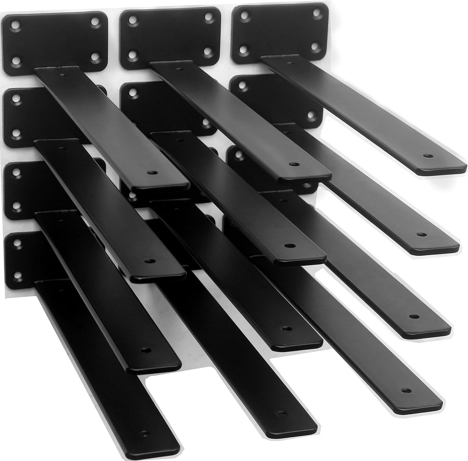 12 Pack - 12 inch Black Hidden L Shelf Bracket (1/5 Inch Thicked) Iron ...