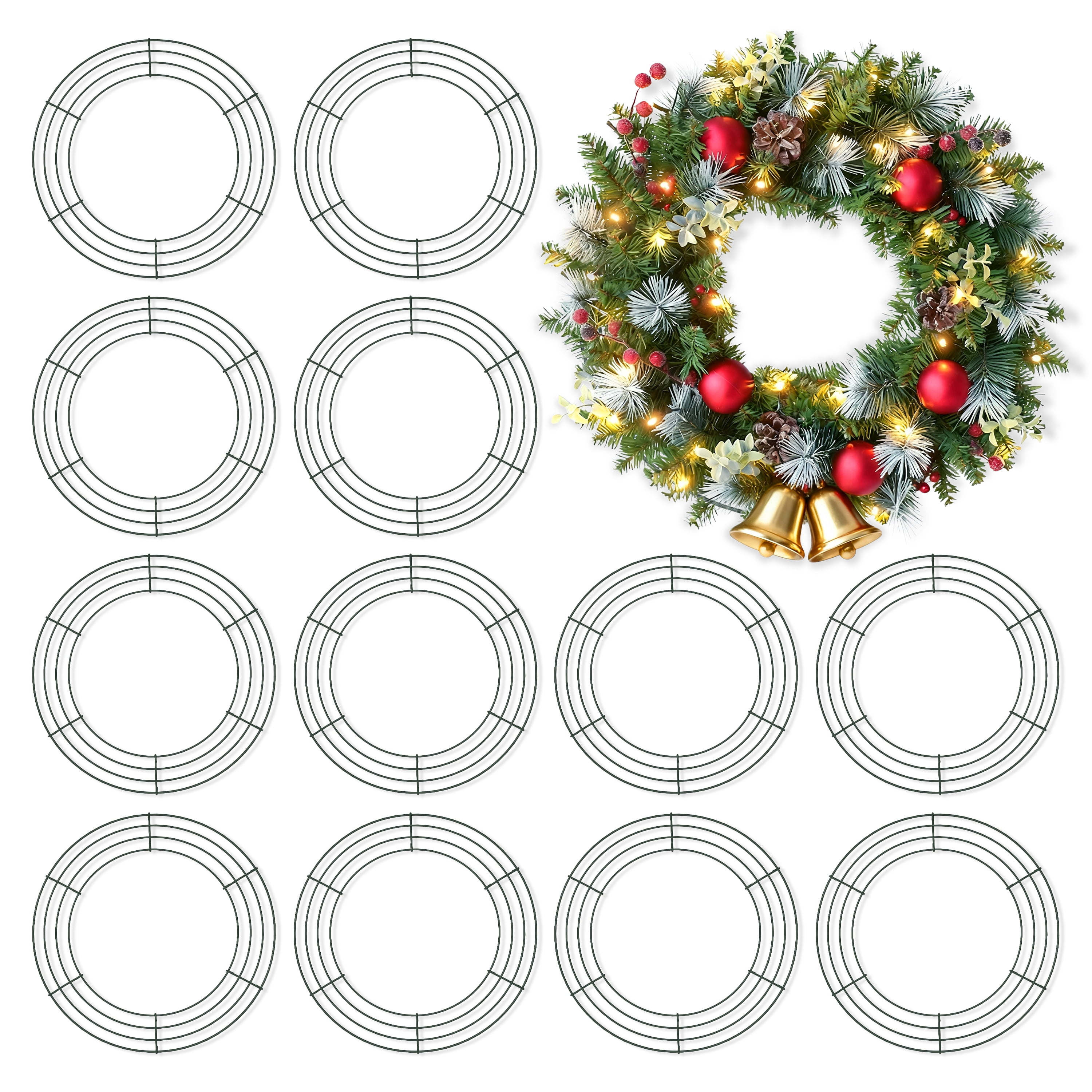 12 Pack 12 inch Metal Wreath Frame Wire Wreath Frame Round Wire Wreath ...