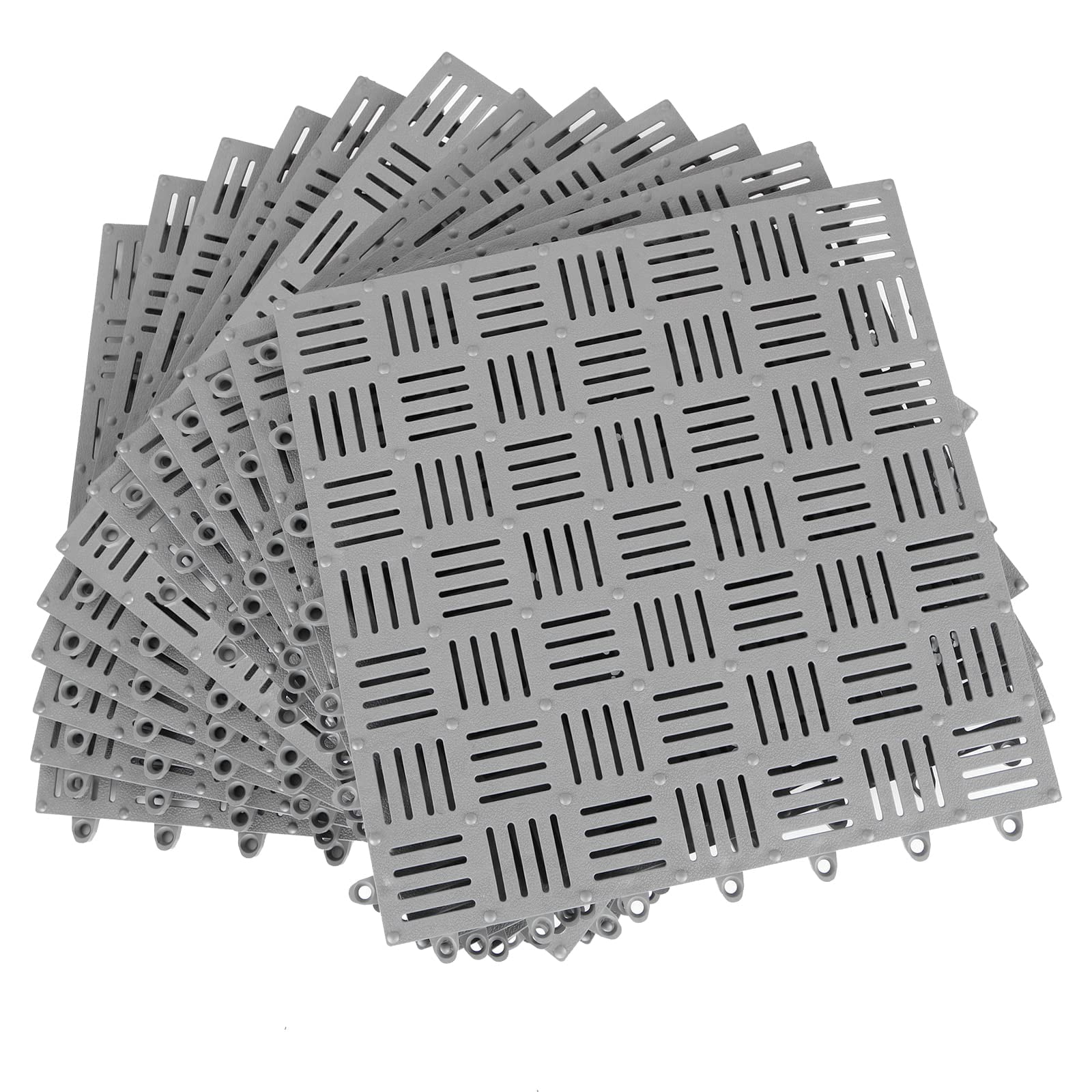 12 Pack 12" x 12" Non-Slip Drainage Mats, Soft PVC Splicing Modular ...