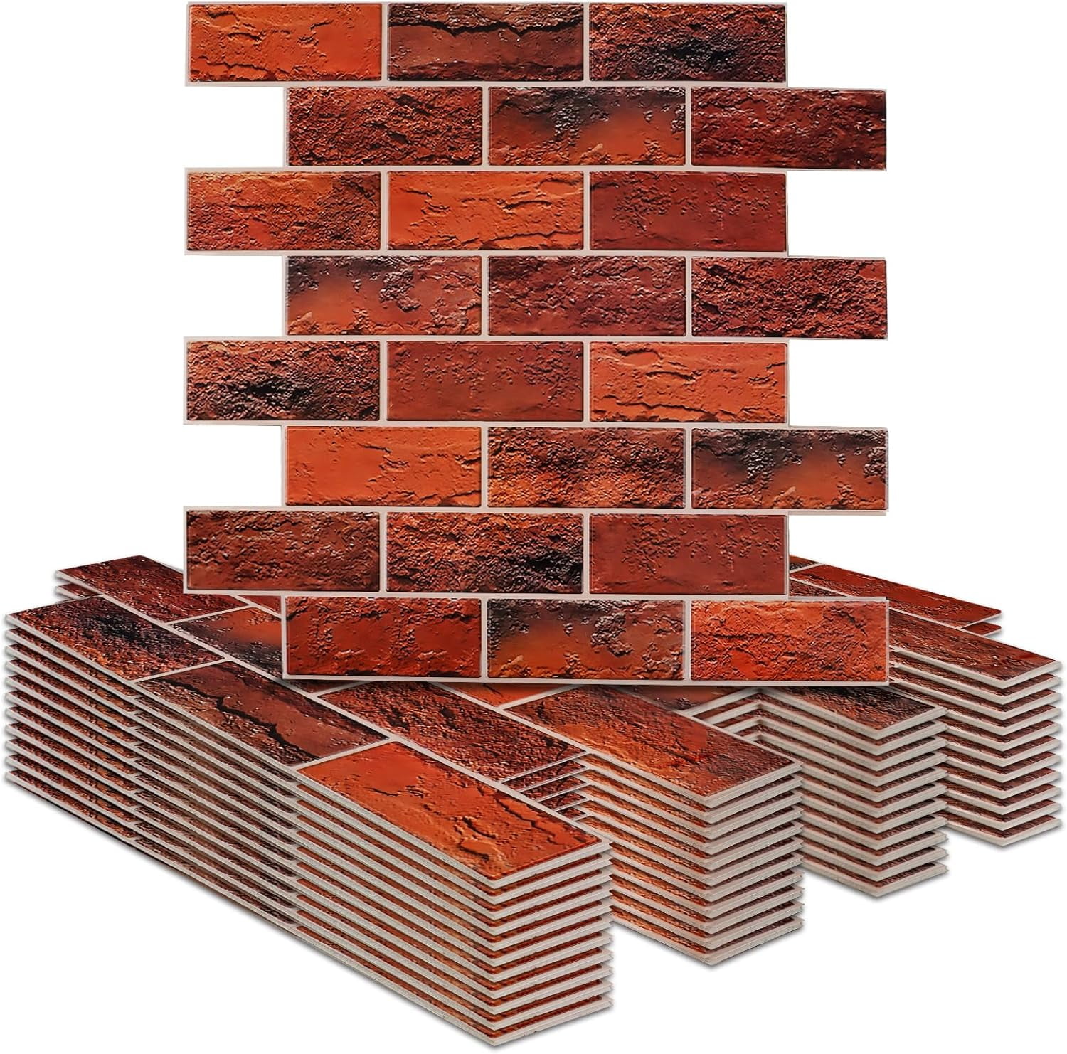 12 Pack 12"x12" Self-Adhesive Faux Brick Peel-And-Stick Wall Tiles ...