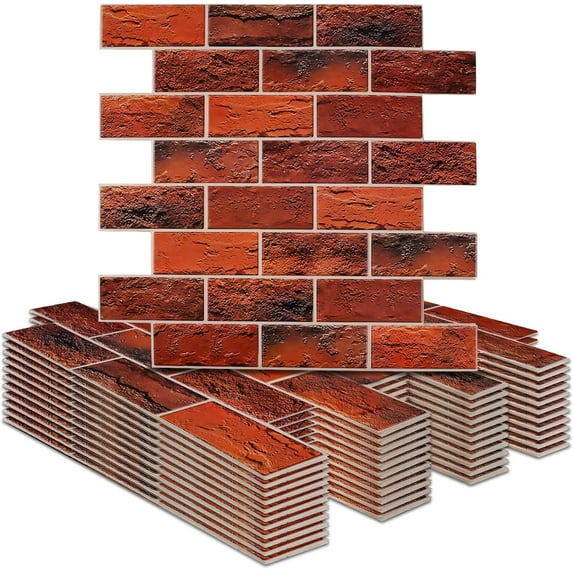12 Pack 12"x12" Self-Adhesive Faux Brick Peel-And-Stick Wall Tiles ...
