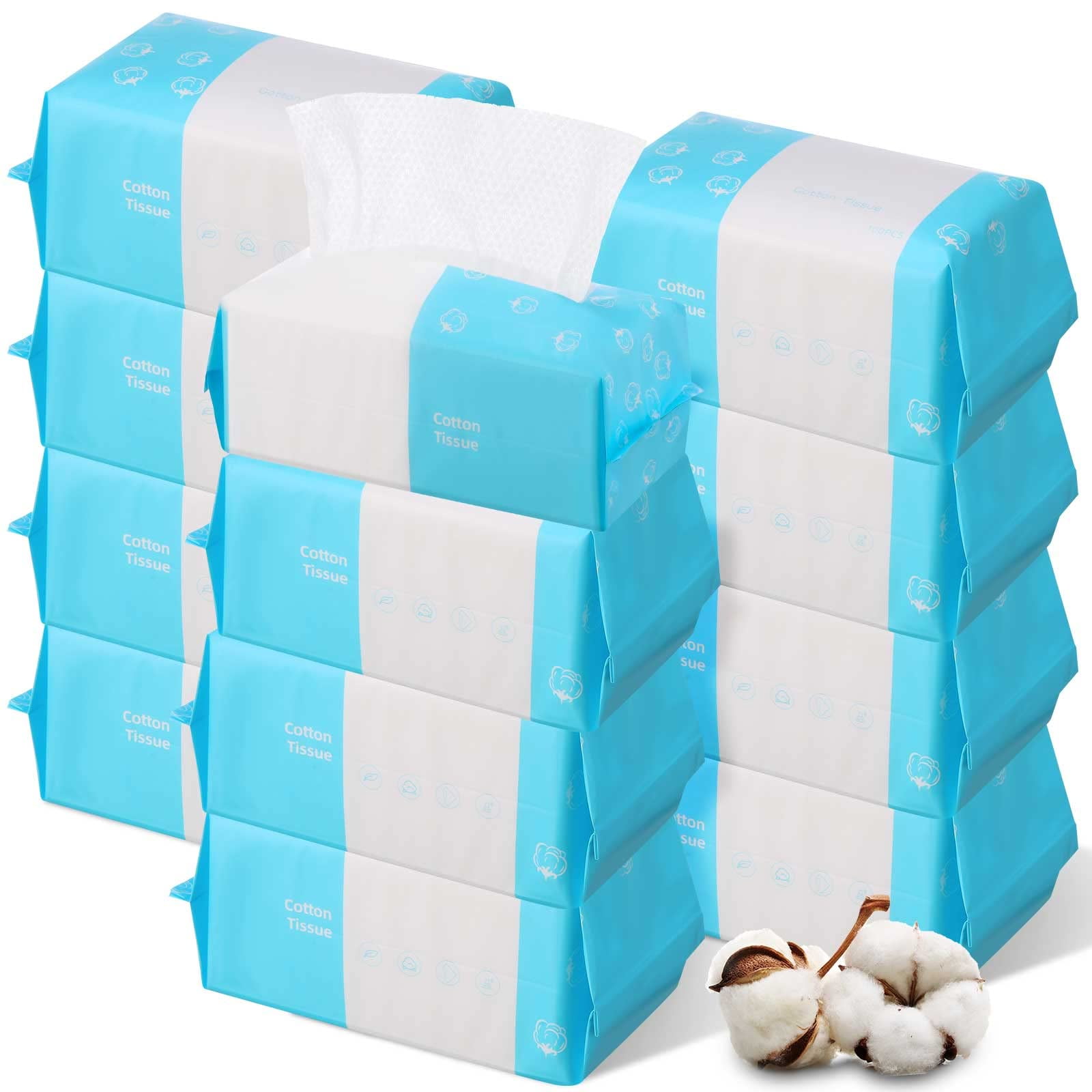 12 Pack 1200 Counts Disposable Towelettes for Face, Face Towel Bulk ...