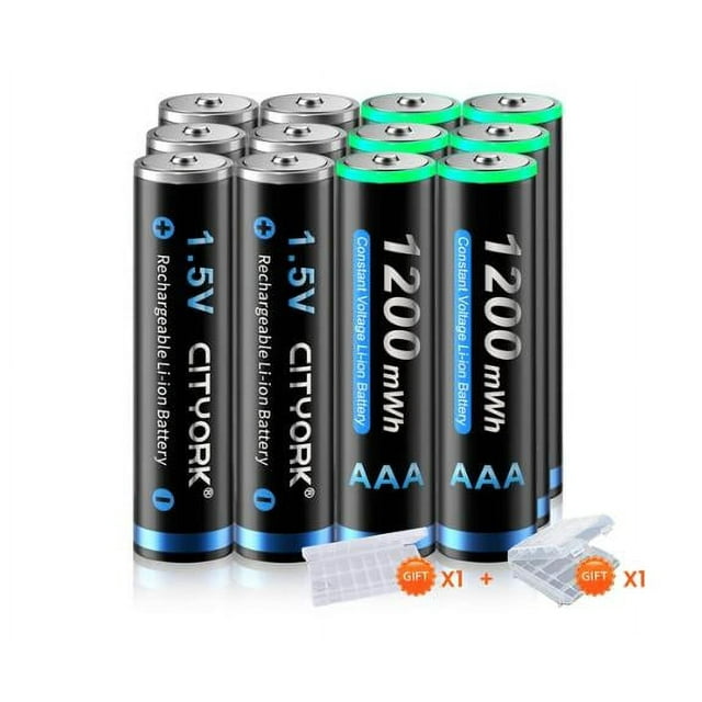 12 Pack 1200mWh 1.5V USB Lithium High Capacity AAA Rechargeable ...