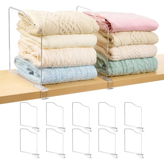 12 Pack 12in Height Shelf Dividers for Closet Organization, Clear ...