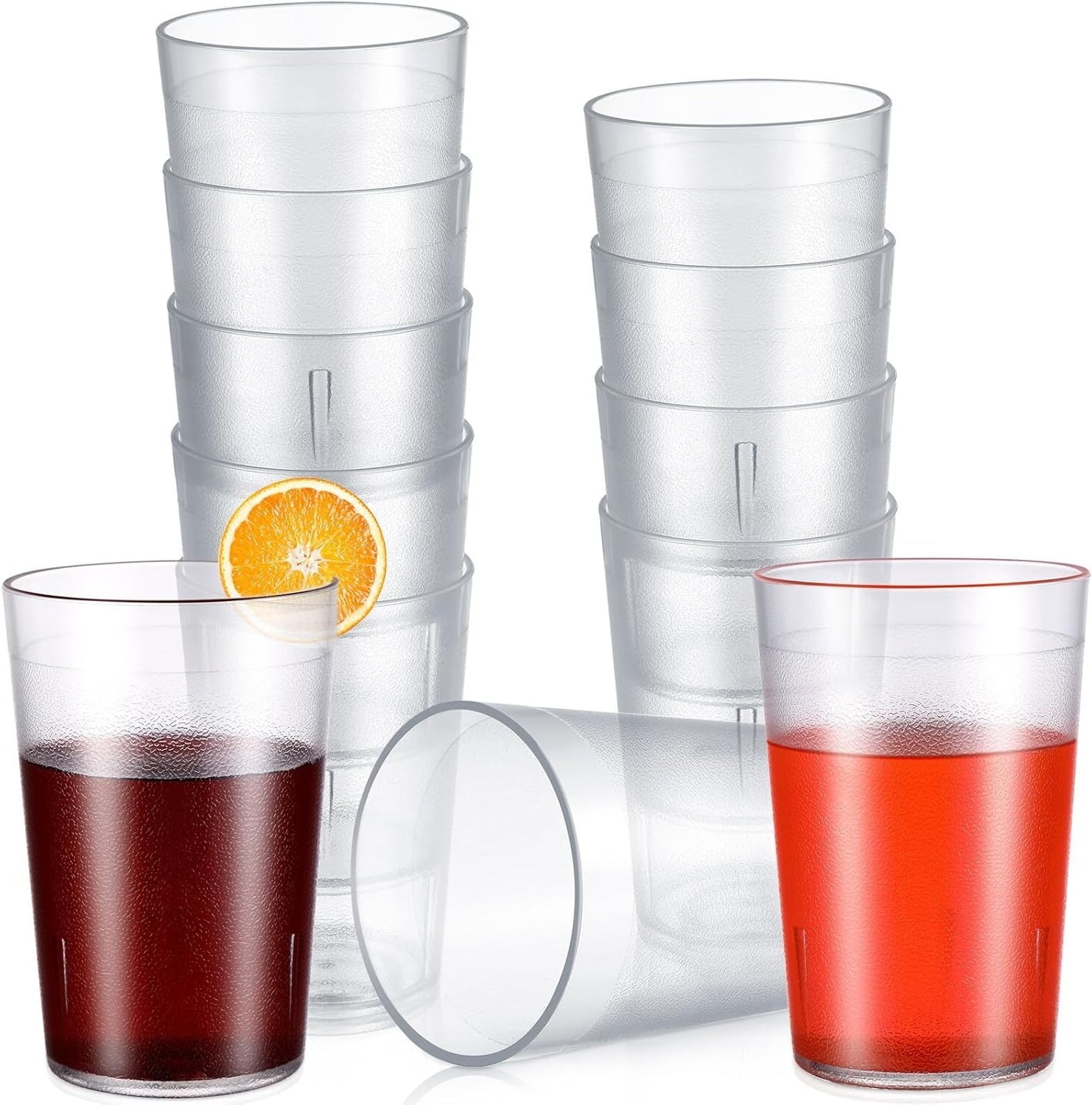 12 Pack 12oz Transparent Plastic Cup Break Resistant Drinking Glasses ...