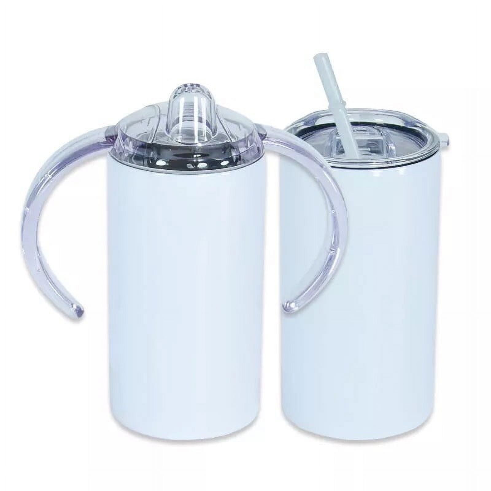 12 Pack-12oz White Sublimation Sippy Cup Dual Lid W/Shrink Wrap&Rubber ...