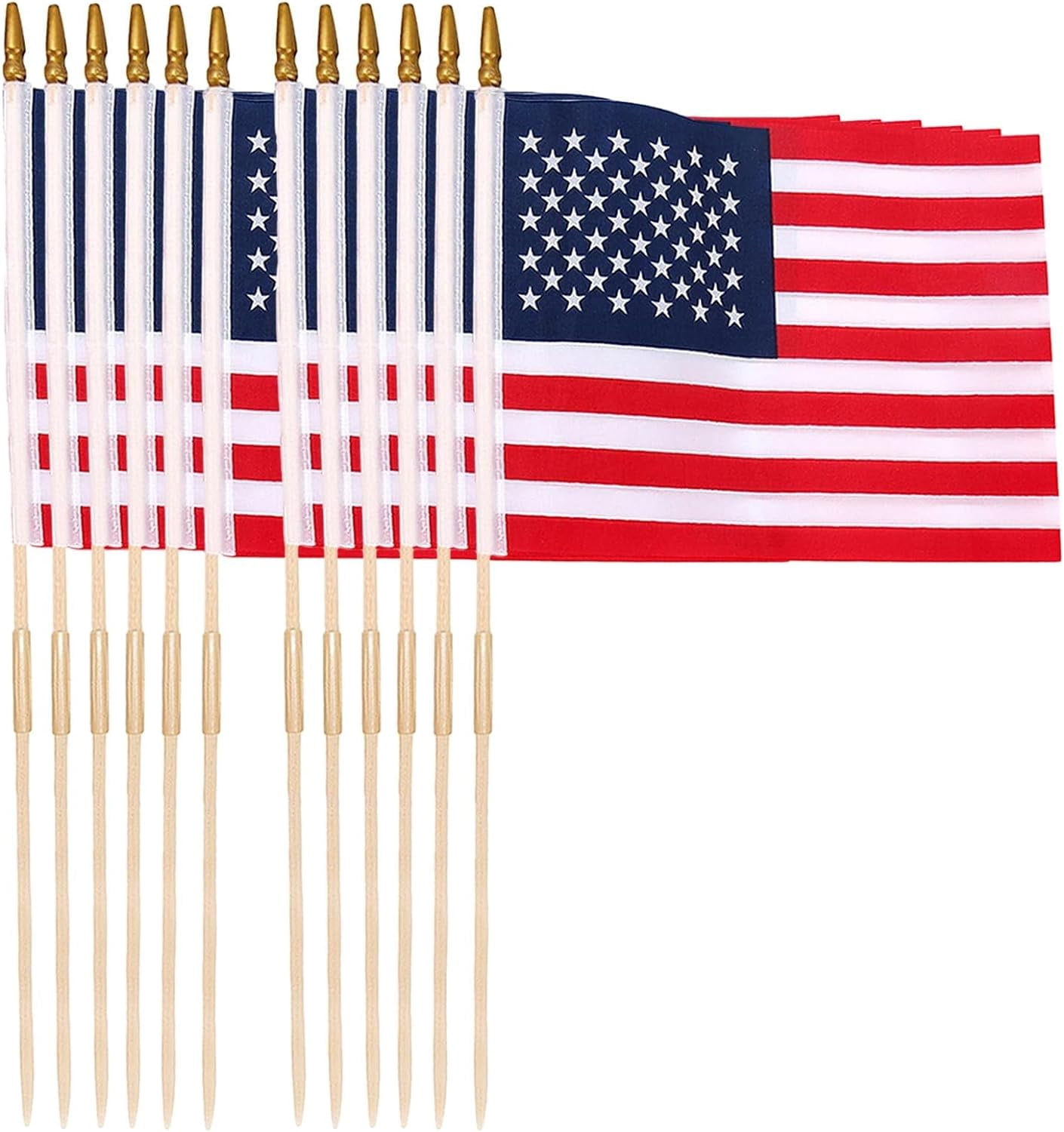 12 Pack 12x18 Inch American Flags for Outside, US Flags with Kid-Safe ...