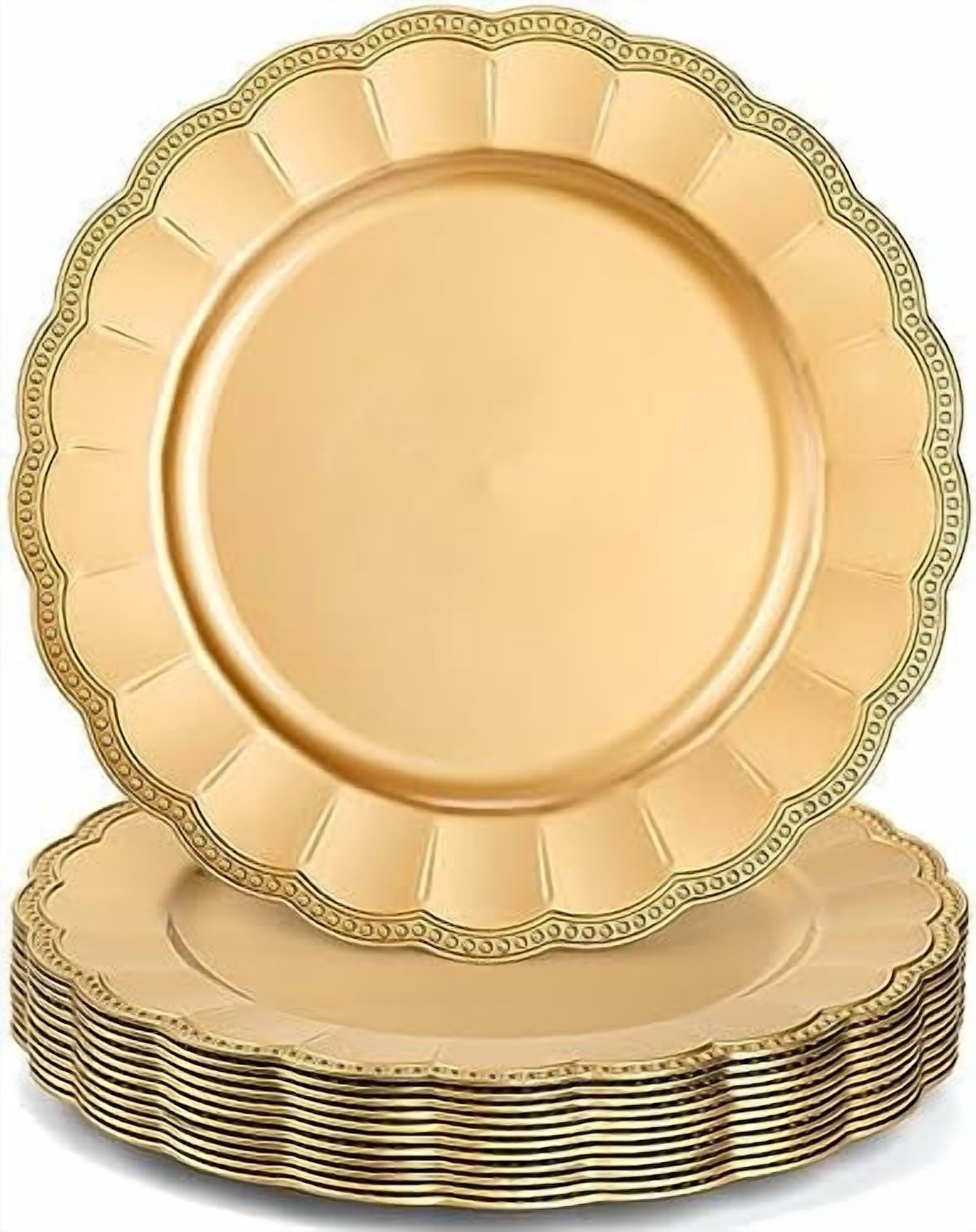 12 Pack 13 Inch Gold Charger Plates, Glam Dinner Chargers, Heavy Duty ...
